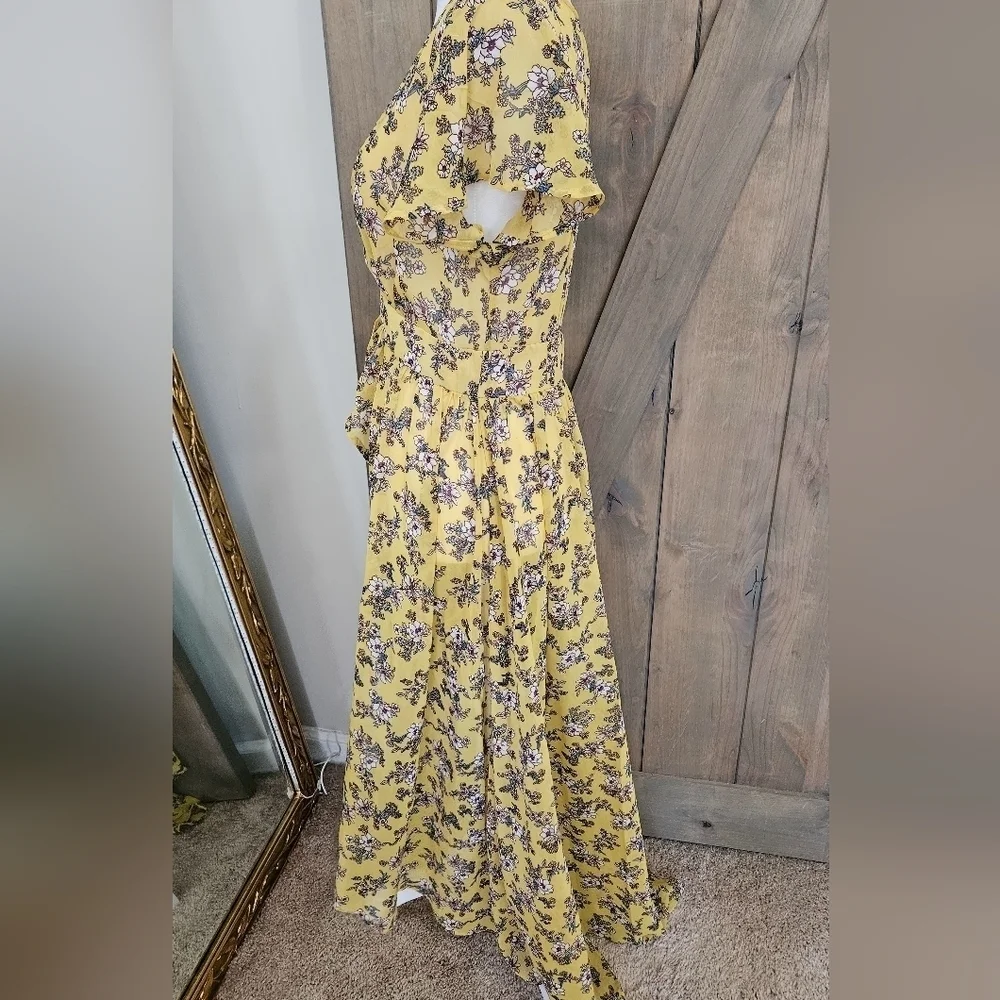 Meghan LA | Tops | Meghan Los Angeles Yellow Floral High Low Duster ...